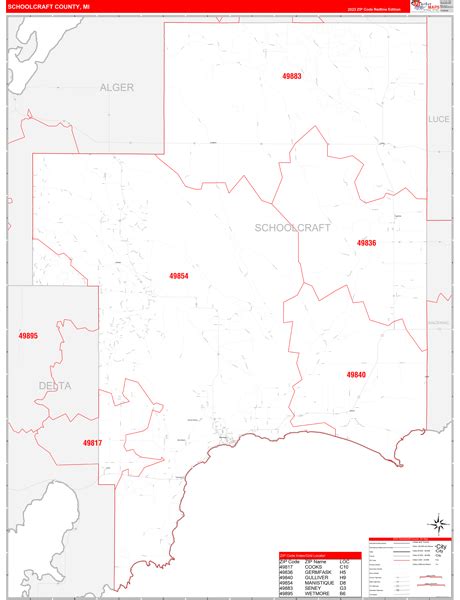 Schoolcraft County Mi Map Book Red Line