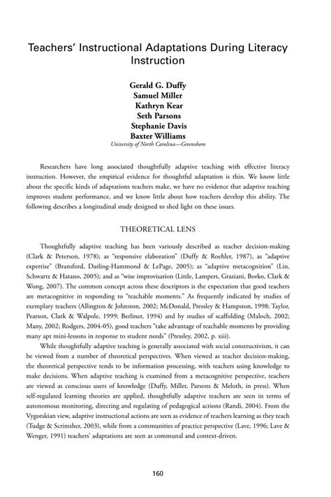 Pdf Teachers Instructional Adaptations During Literacy Instruction