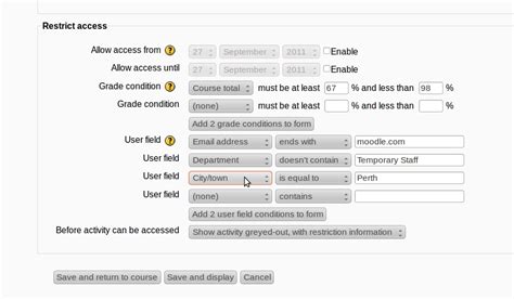 Conditional User Fields Moodledocs