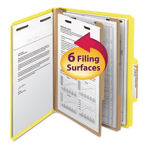 Colored Top Tab Classification Folders 2 Dividers Letter Size Yellow 10box Plastic