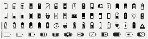 Battery Icons Set Battery Charge Level Indicators Icons Set
