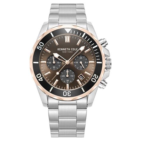 Buy Kenneth Cole Quartz Chronograph Brown Dial Metal Strap Watch For