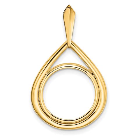 120 Oz 5 Yuan Panda Prong Set Teardrop Coin Bezel In 14k Yellow Gold