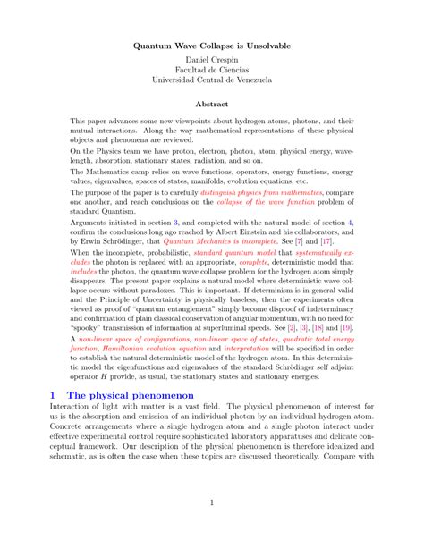 Pdf Quantum Wave Collapse Is Unsolvable