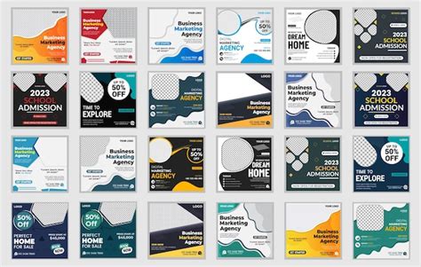 Premium Vector Social Media Post Design Template Bundle Set Of