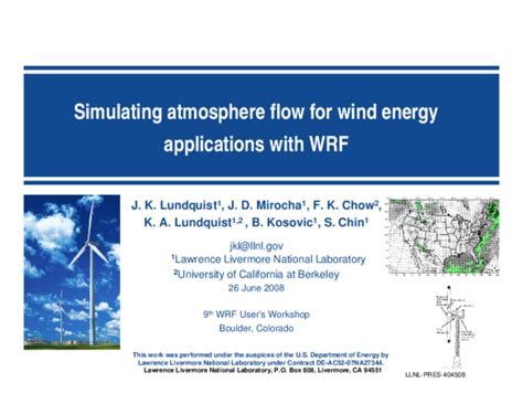 Pdf Simulating Atmosphere Flow For Wind Energy Applications With Wrf Les