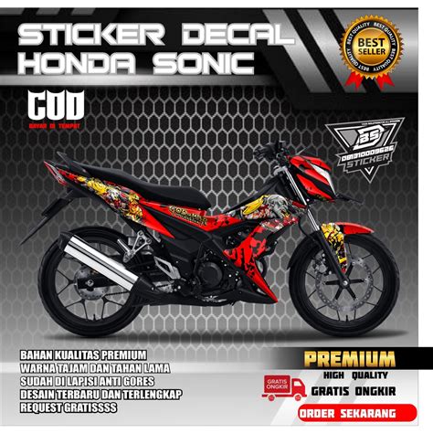 Jual Sticker Decal Motor Honda Sonic 150cc Decal Stiker Honda Sonic