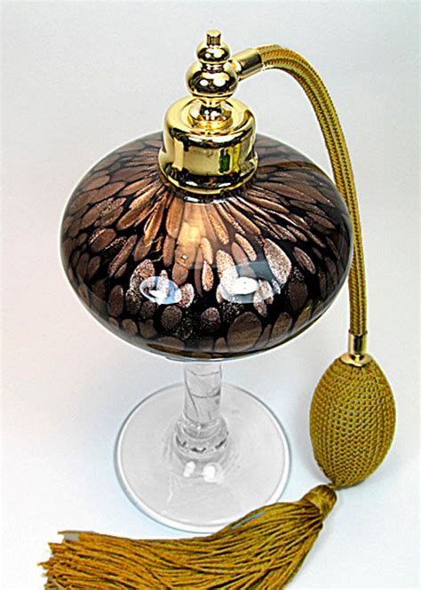 Hand Made Refillable Perfume Bottle With Brown Gold Bulb And Tassel Sp