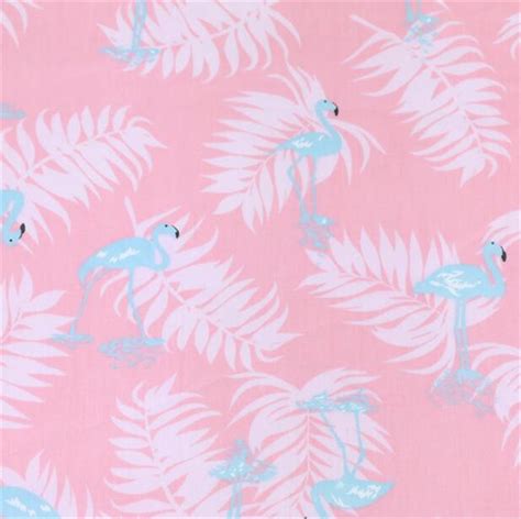 Syunss Pink Flamingo Waves Printed Cotton Fabric D Vicedeal