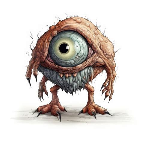 Cyclops Monster Full Body Illustration On White Background Stock