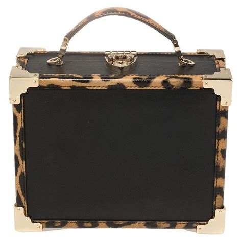 Aspinal Of London Blackbeige Leather And Coated Canvas Trunk Top