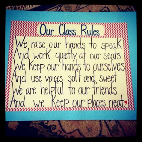 Classroom Rules Raise Hands To Speak And Work Quietly