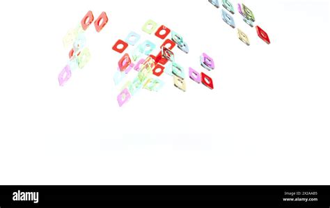 Color Glass Cube Assembling On White Back Endlessly 3d Render Stock