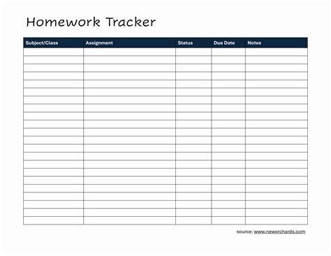Free Assignment Tracker Templates Pdf Word Excel