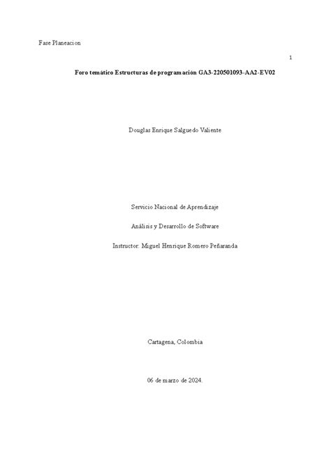 Foro Temático Estructuras De Programación Ga3 220501093 Aa2 Ev02 1 Foro Temático Estructuras