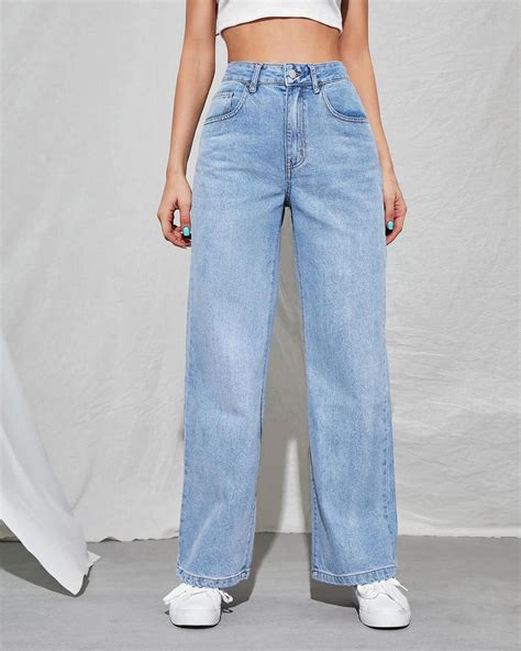 Buy Womens Blue Washed Straight Fit Jeans Online At Bewakoof