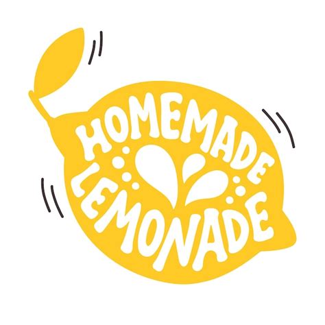 Lemonade Lettering Homemade Lemonade In Lemon Silhouette On White Background Vector Cute