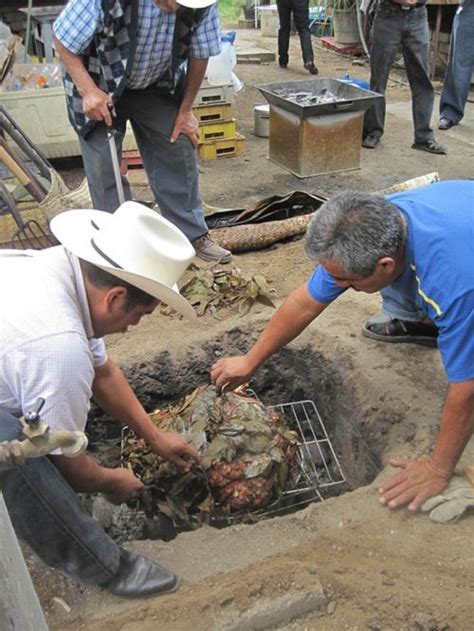 Barbacoa In Mesquite Fired Pit In The Ground Barbacoa Is Slow Cooked