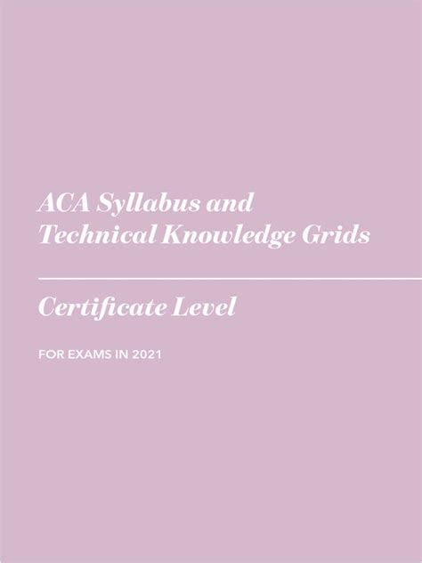 2021 Aca Syllabus Handbook Certificate Download Free Pdf