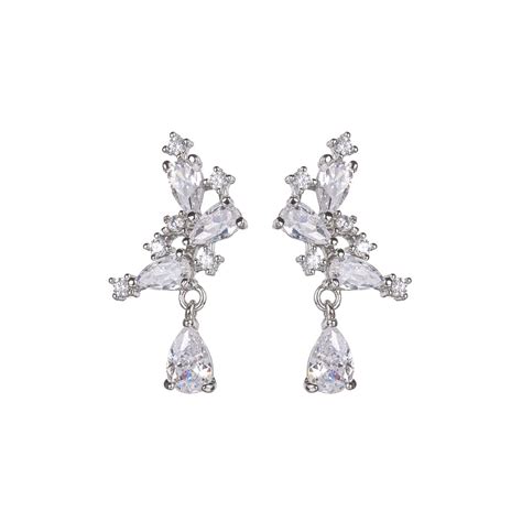 Neriza Jewelry ต่างหูระย้าเพชรสังเคราะห์ประกายเทียบเท่าเพชรแท้ ก้านเงิน