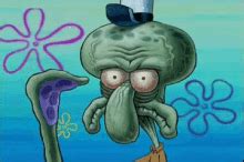 Spongebob Character Tired Squidward Falling Asleep Working 
