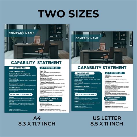Capability Statement Template Canva Corporate Flyer Editable Business Capability Statement