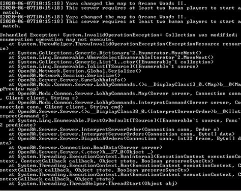 collection was modified server crash · issue 18253 · openra openra