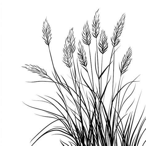 A Black And White Drawing Of Some Grass And The Title Quot Wild Grass Quot Premium Ai