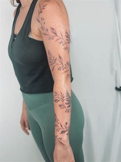 Flower Vine Sleeve Tattoo