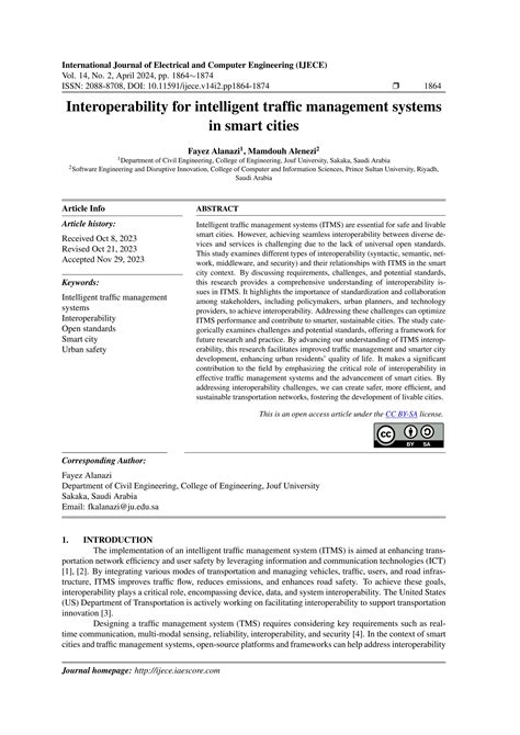 Interoperability For Intelligent Traffic Management Systems In Smart Cities Pdf