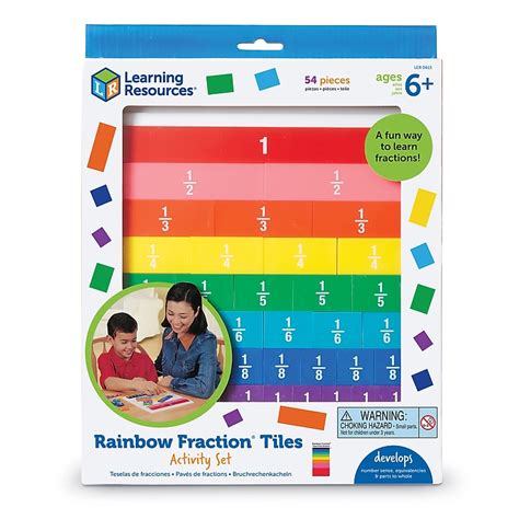 Learning Resources Rainbow Fraction Tiles Early Math Skills Manipulative Assorted Colors 54