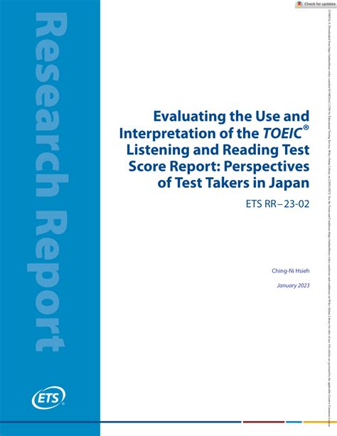 Pdf Evaluating The Use And Interpretation Of The Toeic® Listening And