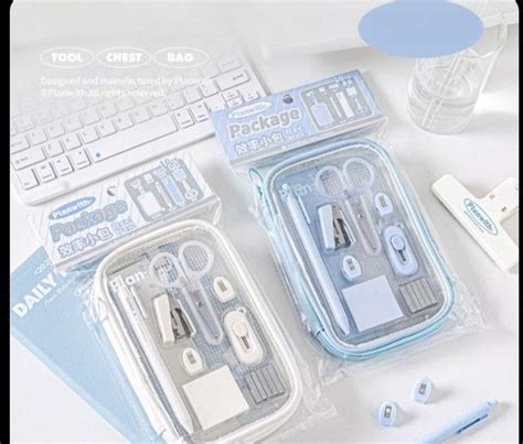 Somsung Collection Blue Aesthetic Stationery Supplies Cute Stationery Aesthetic Blue School