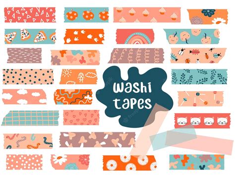 Cintas Washi Vector Set Trozos De Papel Cinta Adhesiva Para Marcos álbumes De Recortes