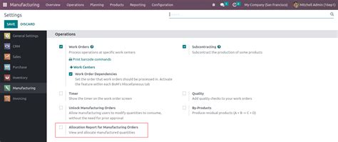Odoo Manufacturing Module
