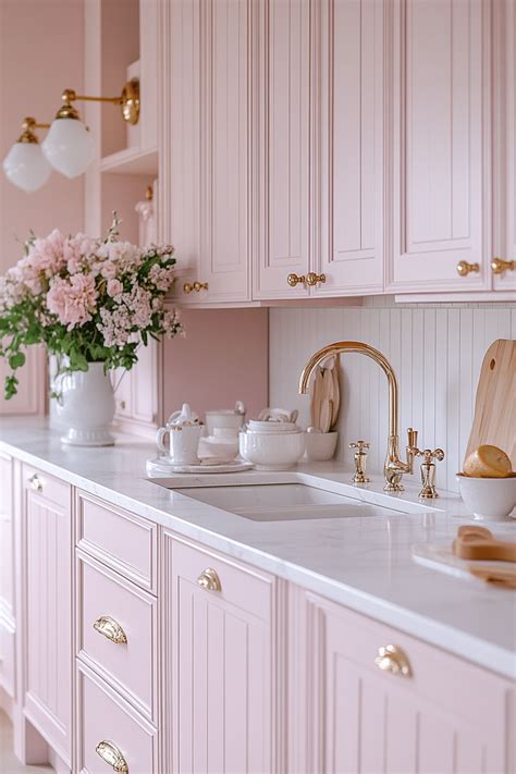 Kitchen Design Pink And White