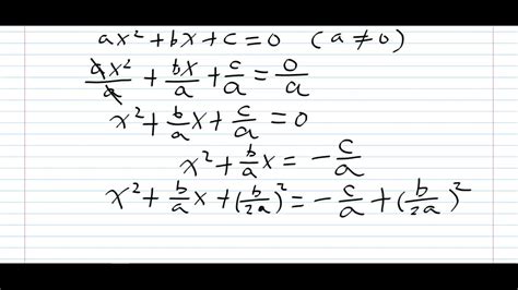General Quadratic Equation Formula Derived By Completing The Square