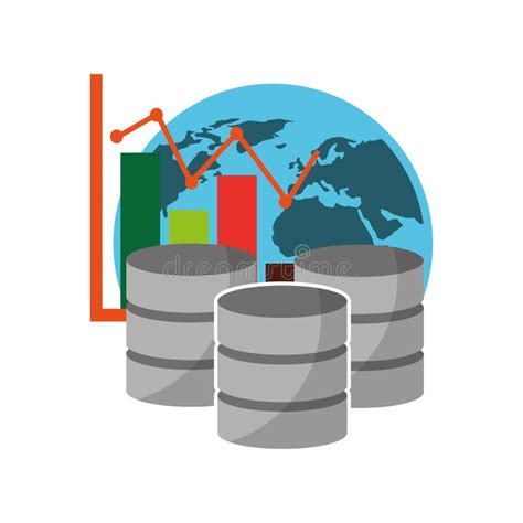 Data Center Disks With Statistical Graphical And Planet Earth Stock Illustration Illustration