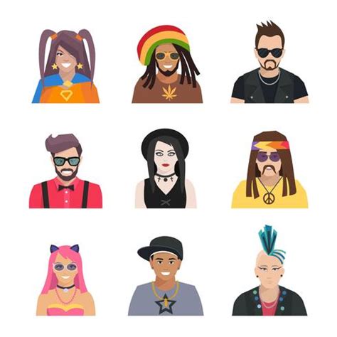 Subcultures People Icons Set 477310 Vector Art At Vecteezy