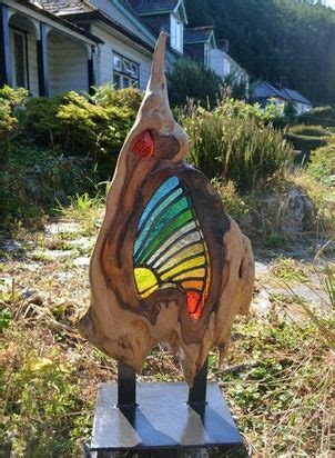 Stained Glass And Wood Sculpture Wood Sculpture Stained Glass Crafts