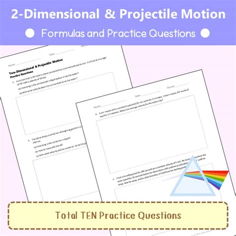 Projectile And Two Dimensional Motion Practice Revision Worksheets