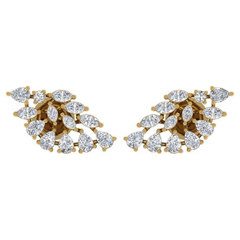 080 Carat Sih Marquise Brilliant Cut Diamond Earrings 18 Karat Yellow