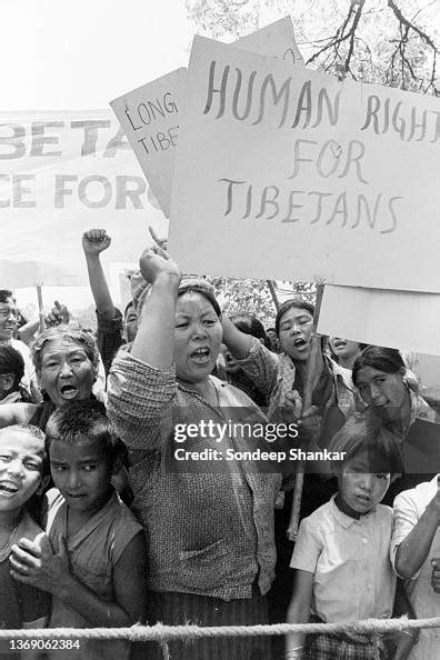 Tibetan Refugees Protesting Outside Chinese Embassy In New Delhi