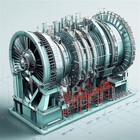 Visual Of A Hydroelectric Turbine Generator Assembly With Detailed