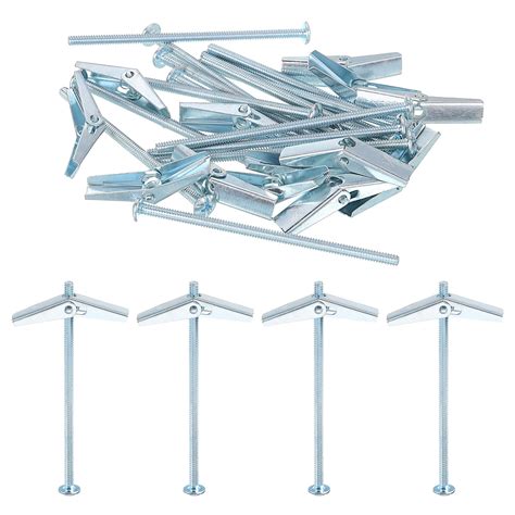 Uxcell 15pack Spring Toggle Bolt Anchors 1 8x3 Male Thread Spring Loaded Hollow Wall Round