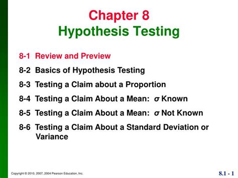 ppt chapter 8 hypothesis testing powerpoint presentation free