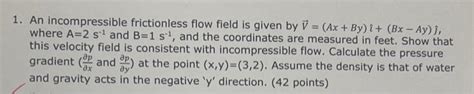 Solved An Incompressible Frictionless Flow Field Is Given By Chegg