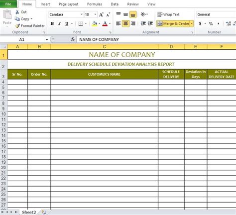 Delivery Schedule Template Excel