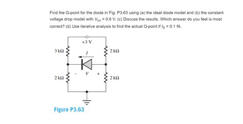 Solved Find the Q-point for the diode in Fig. P3.63 using | Chegg.com