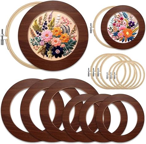 Rattanview 12 Pcs 6 Inch And 8 Inch Wood Embroidery Hoop